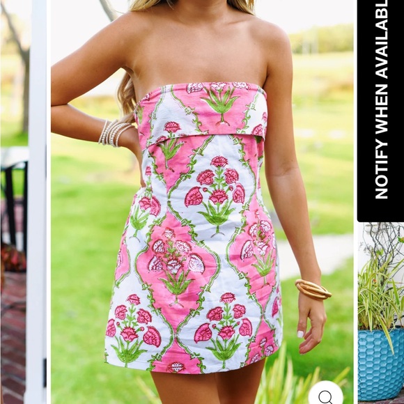 Dresses | Floral Strapless Pink And White Dress | Poshmark